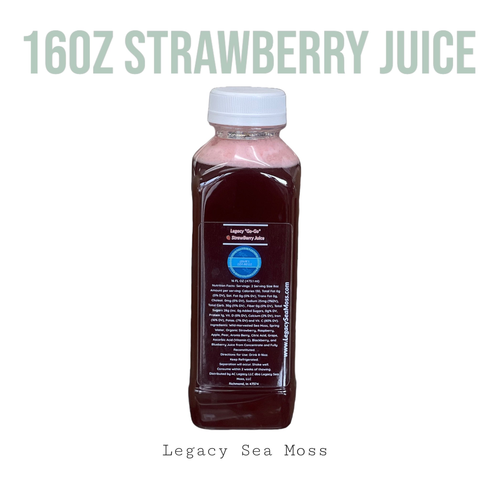16oz Strawberry Sea Moss Juice - Legacy Sea Moss